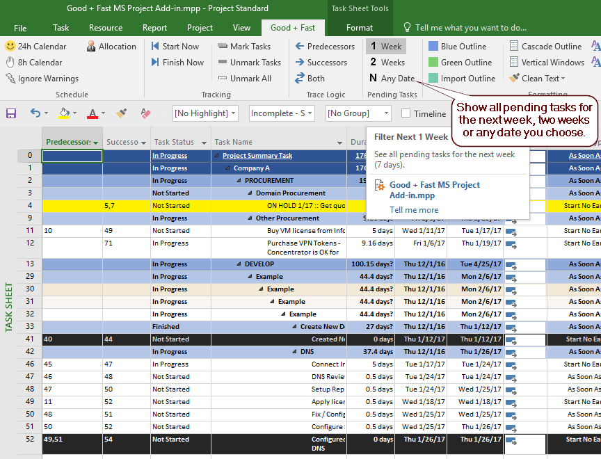 ms project excel