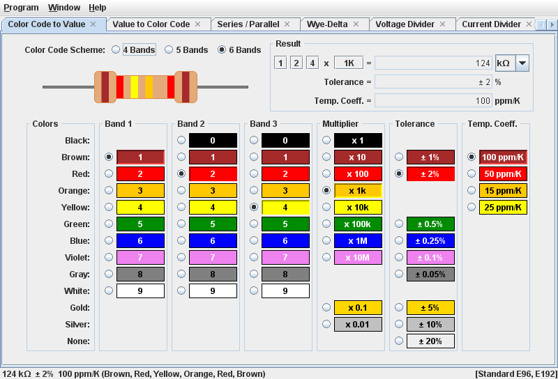 Resistor Color Code Software
