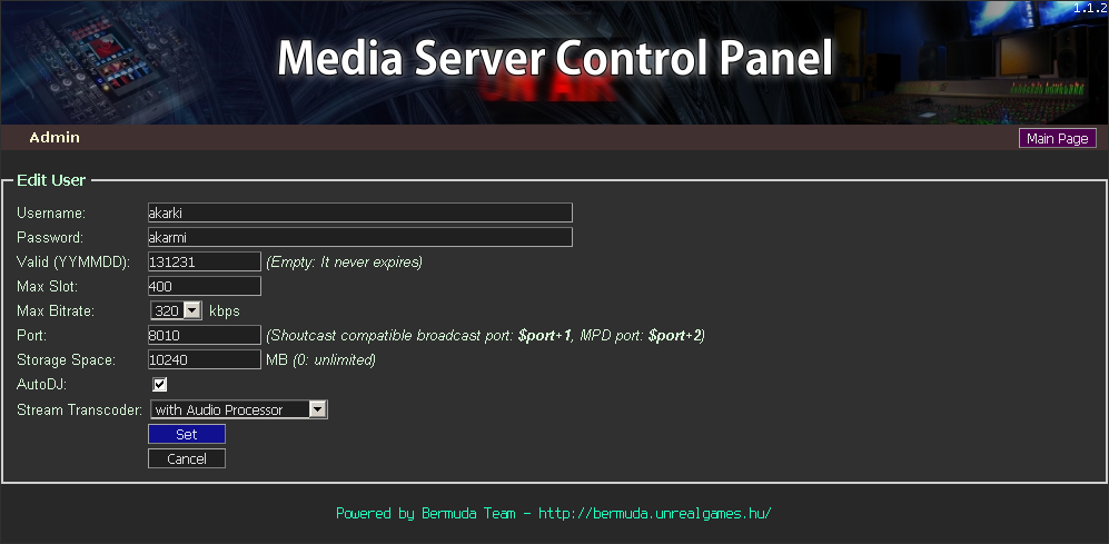 media control panel