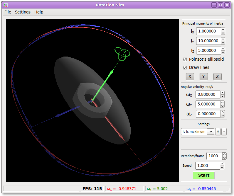 Torque-free rotation simulator | Free Science & Engineering software ...