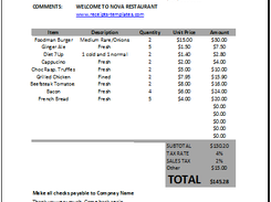 Restaurant Receipt Template download | SourceForge.net