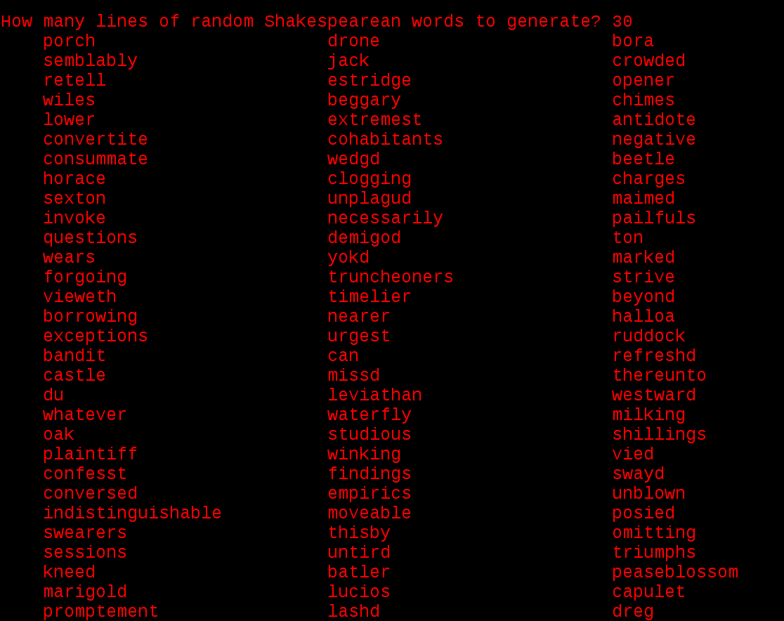 Shakespeare Word Generator download | SourceForge.net